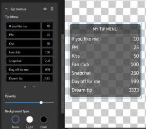 My Tip Menu - Interactive Tip Menu Overlay for Cam Models