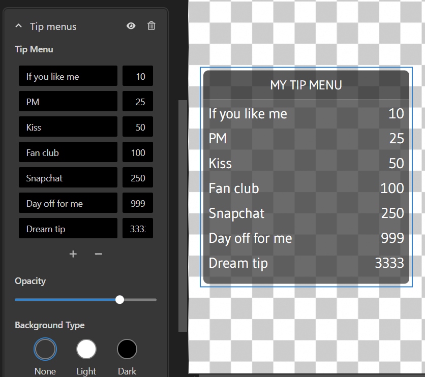 My Tip Menu - Interactive Tip Menu Overlay for Cam Models